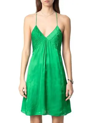 Zadig&Voltaire Rayonna Satin Mini Dress - Gazon