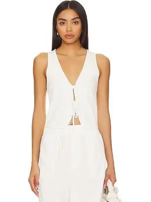 Show Me Your Mumu Time Out Tie Top - White Rib Knit