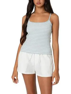 EDIKTED Gretta Striped Ribbed Tank Top - Light Blue