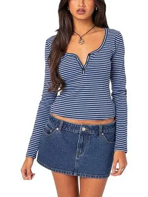EDIKTED Jocelyn Striped Top - Blue