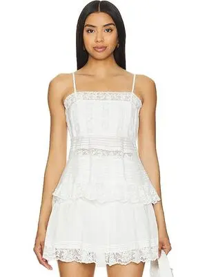 LoveShackFancy Charlieann Lace Detail Top - Bright White