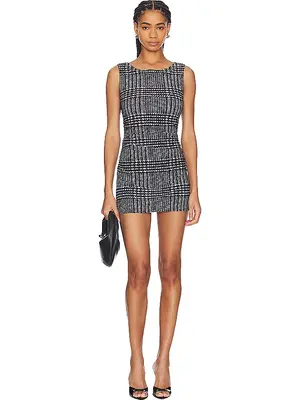 Norma Kamali Pickleball Mini Dress - Large Glenn Plaid Tweed