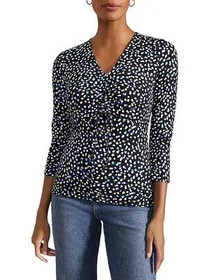 HOBBS LONDON Simmy Dot Print Top - Navy Multi