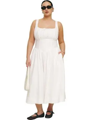 REFORMATION Balia Linen Dress - Ivory