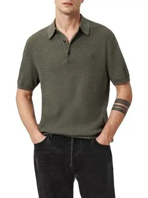 ALLSAINTS Aubrey Ribbed Polo Maple Green