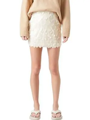 GREY LAB Sequin Mini Skirt - Ivory