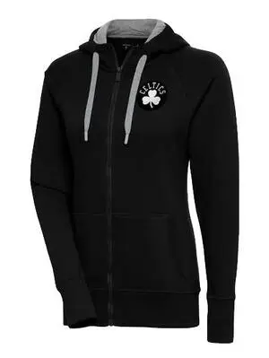 ANTIGUA Boston Celtics Brushed Metallic Victory Full-zip Hoodie - Black