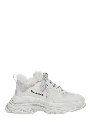 Balenciaga Triple S Fake Fur Sneakers - Grey