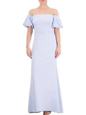 Eliza J Beaded Off-the-shoulder Gown - Periwinkle