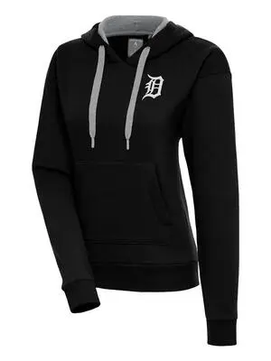 ANTIGUA Antigua Detroit Tigers Brushed Metallic Victory Pullover Hoodie Black