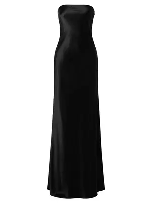 SALON 1884 Net Sustain Linea Strapless Silk-satin Gown - Black