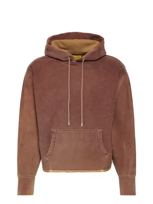 NOTSONORMAL Raw Edge Cotton Fleece Hoodie - Brown
