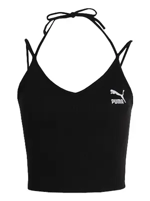 PUMA Classics Ribbed Crop Top - Black