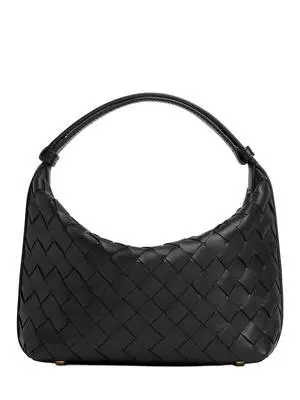 BOTTEGA  VENETA Bottega Veneta Wallace Intrecciato Leather Shoulder Bag - Black