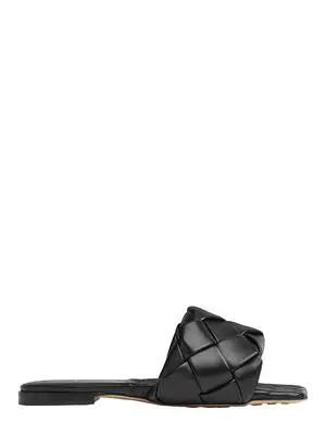 BOTTEGA  VENETA Intrecciato Leather Lido Flat Sandals - Black
