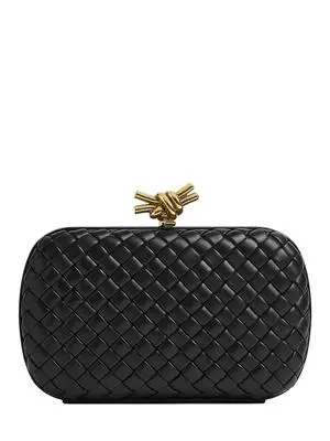 BOTTEGA  VENETA Intreccio Leather Minaudière - Black