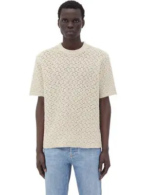 BOTTEGA  VENETA Cotton Crochet T-shirt - Bone/cloud