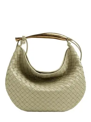 BOTTEGA  VENETA Large Intrecciato Leather Sardine Shoulder Bag - Travertine
