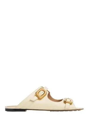 BOTTEGA  VENETA Bottega Veneta Stretch Buckle Flat Mule - Sea Salt