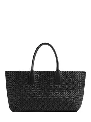 BOTTEGA  VENETA Intrecciato Leather Cabat Tote - Black