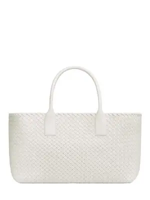 BOTTEGA  VENETA Medium Intreccio Cabat Tote Bag - White