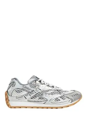 BOTTEGA  VENETA Orbit Lace-Up Sneakers Silver/white/optic White