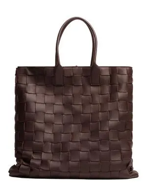BOTTEGA  VENETA Intreccio Leather Tote - Oxblood