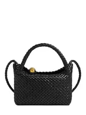 BOTTEGA  VENETA Small Intreccio Leather Tosca - Black