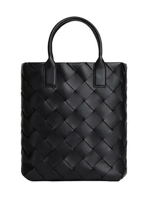 BOTTEGA  VENETA Maxi Intreccio Tote - Black/swimming Pool