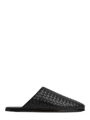 BOTTEGA  VENETA Bottega Veneta Intrecciato Leather Sunday Slipper - Black