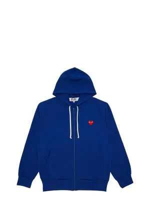 Play Comme Des Garcon Zip-up Hoodie With Embroidered Heart - Blue