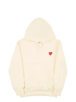 Play Comme Des Garcon Heart Logo Hooded Sweatshirt - White