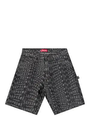 Supreme Warp Jacquard Logos Denim Painter Short - Black