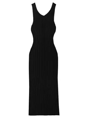 Khaite Ottilie Ribbed Cotton-blend Midi Dress - Black