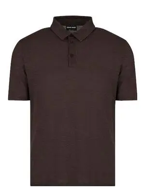 GIORGIO ARMANI Short-Sleeved Polo Shirt In Pure Linen Jersey