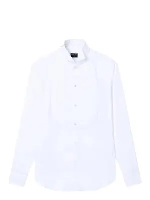 Giorgio Armani Icon Tuxedo Shirt In Cotton Poplin - White