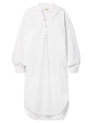 Khaite Seffi Oversized Midi Shirt Dress - White