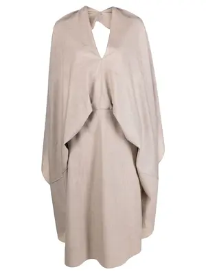 Fendi Cut-out Draped Wool Dress - Neutrals