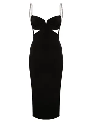 NISSA Open-back Jersey Midi Dress - Black