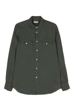 Boglioli Slub-texture Linen Shirt - Green