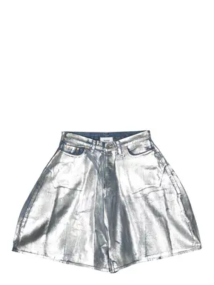 DOUBLET Metallic-finish Denim Shorts - Silver