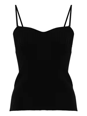 Emporio Armani Sweetheart-neck Ribbed Tank Top - Black