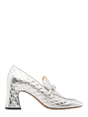 MADISON.MAISON 70mm Quilted Leather Pumps - Silver