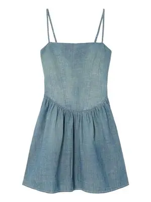 RE/DONE Corset-Bodice Chambray Minidress