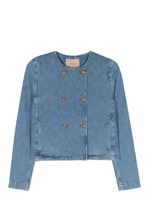 TWINSET Double-breasted Denim Jacket - Blue