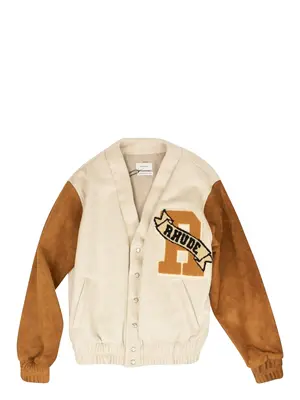 Rhude Suede Bomber Jacket - Neutrals