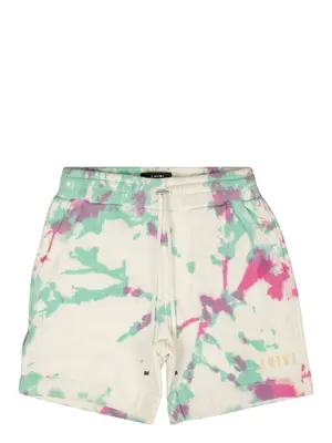 Amiri Tie-dye Print Cotton Shorts - White