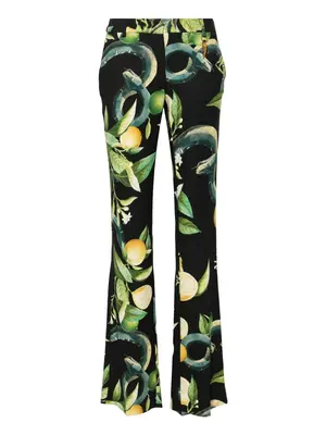 Roberto Cavalli Lemon-print Trousers - Black