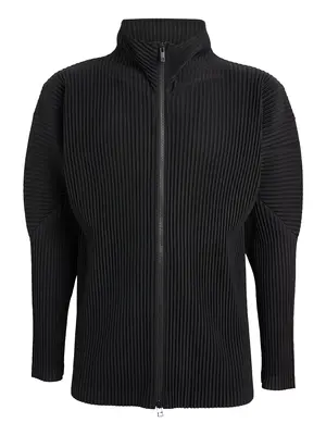 Issey Miyake Pleated Zip-up Cardigan - Black