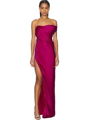THE SEI Asymmetrical Bardot Gown - Orchid